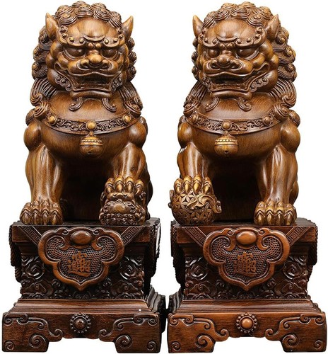 Foo Dogs Statues Pair, Resin Guardian Lion Beijing Lions Statues Large ...