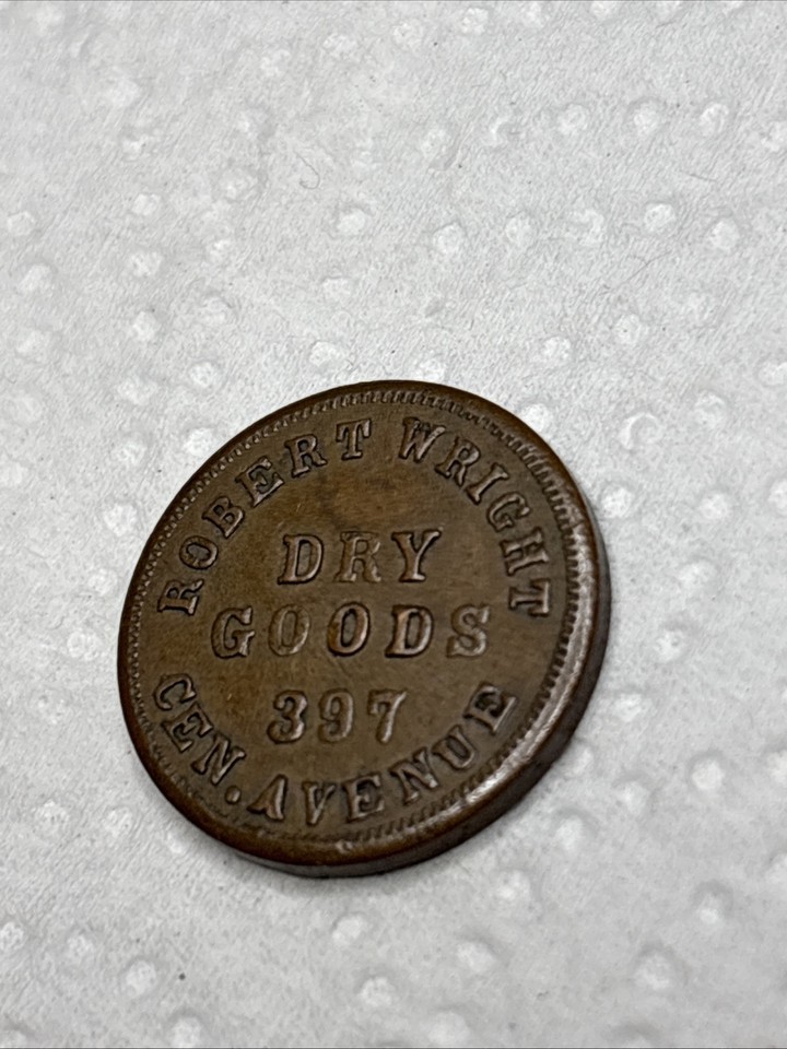 1863 Civil War Token, Robert Wright-Dry Goods/Indian Head,R-2, AXf+ det ...