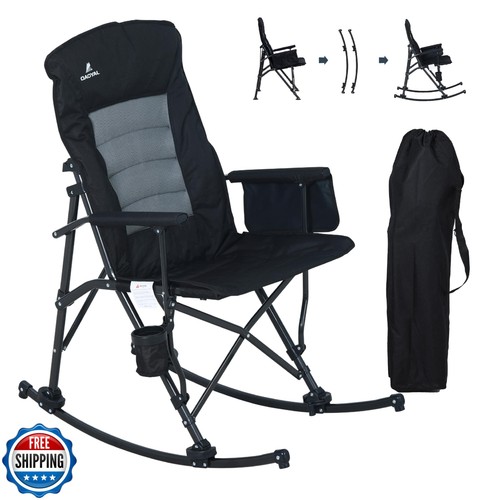 QAOYAL Oversized Folding Rocking Camping Chair for Adults, Adjustable ...
