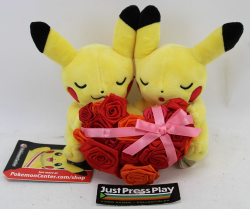 2017 Pokémon Sweetheart Pikachu 7" Plush Pair w/ Rose Heart & Tags Rare ...