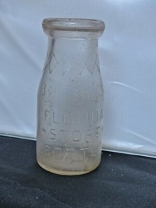 Vintage Milk Bottle Florida 3 cents store deposit half pint | eBay