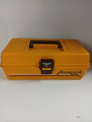 Vintage Fenwick Woodstream 1040 Orange Fishing Tackle Box Tool Storage ...