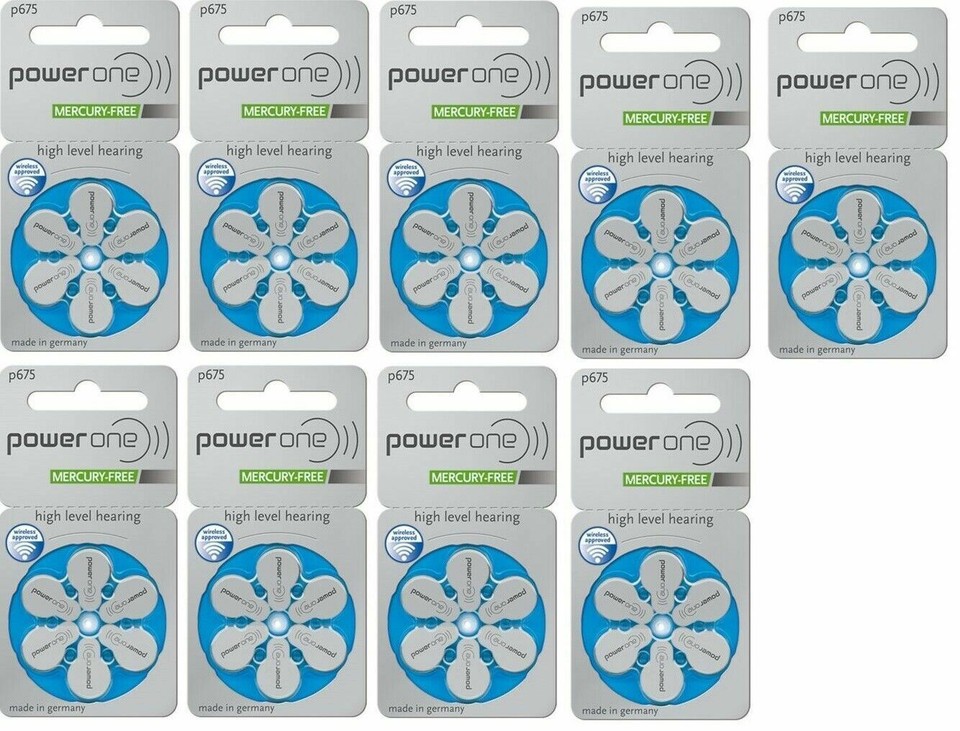 Powerone Hearing Aid Battery Size P675 - 6 batteries to 240 batteries ...