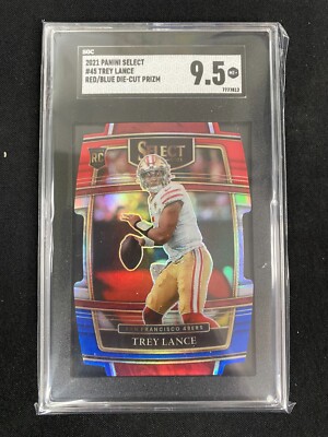 2021 Panini Select Trey Lance #45 Red/Blue Die-Cut Prizm Graded SGC 9.5 ...