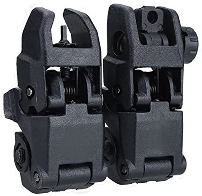 Tactical Polymer Front and Rear Flip up Sights Black | eBay
