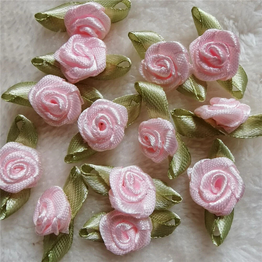 1/2 inch wide Pink satin flowers roses price for ( 12 roses) | eBay