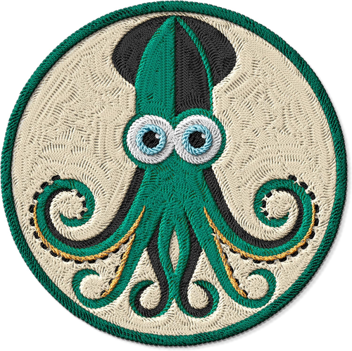 Squid Patch for Clothes Ocean Cephalopod – Embroidered Iron on Patch ...