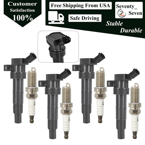 UF611 4pcs Ignition Coil and Spark Plug For 2009-2015 Kia Hyundai 2.0L ...