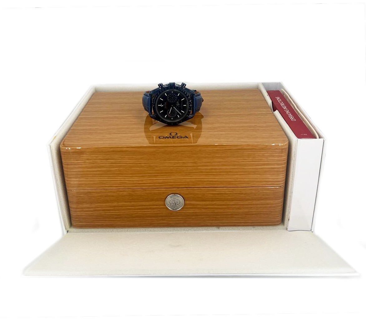 Omega Ceramic Blue Side Moon Co-Axial Master Moonphase Watch Box and ...