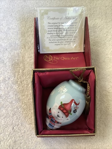 NE'QWA ART ORNAMENT EMMA LEACH SIGNED W/CERTIFICATE "FEELING FESTIVE" 3 ...