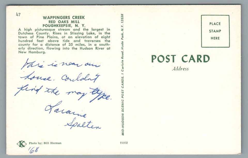 Wappingers Creek Red Oaks Mill Poughkeepsie NY Postcard | eBay