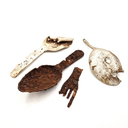 WW2 cuillère allemande Spork lot de 3 trouvailles originales de bunker ...
