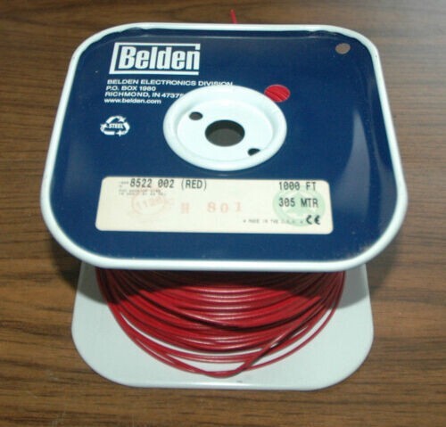 BELDEN-CABLE WIRE 1000' RED PART NUMBER 8522-002-1000 18 AWG TINNED ...