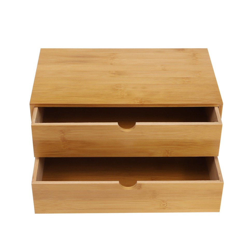 Bamboo Desk Organizer Drawers Tabletop Storage Box for Office Table ...