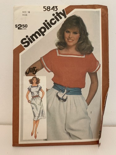 Vtg Simplicity Misses Pullover Dress or Top Size 16 Uncut Sewing ...