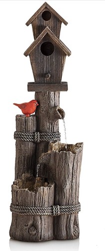 35” Birdhouse Water Fountain With Red Cardinal (a) | eBay