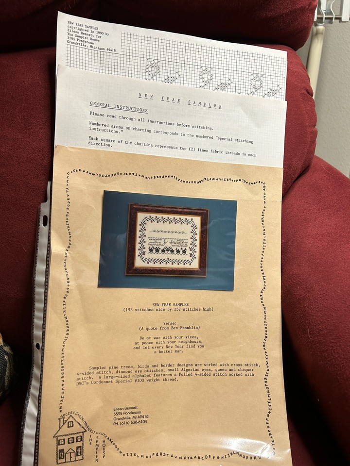 EILEEN BENNETT - NEW YEAR SAMPLER-Cross Stitch chart pages in project protector | eBay