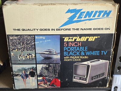 Vintage Zenith Explorer NO52S Portable 5” B/W Television AM/FM Radio Excellent! | eBay