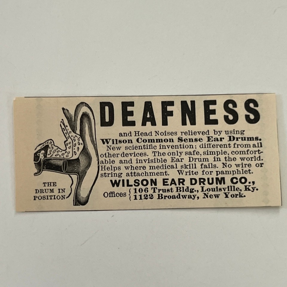 Wilson Ear Drum Co Deafness & Head Noises Relieved 1895 Cosmopolitan Ad ...