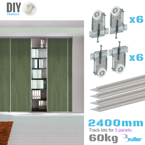Wardrobe Sliding Track System With Spring Loaded Wheels Fastor 2400mm ...