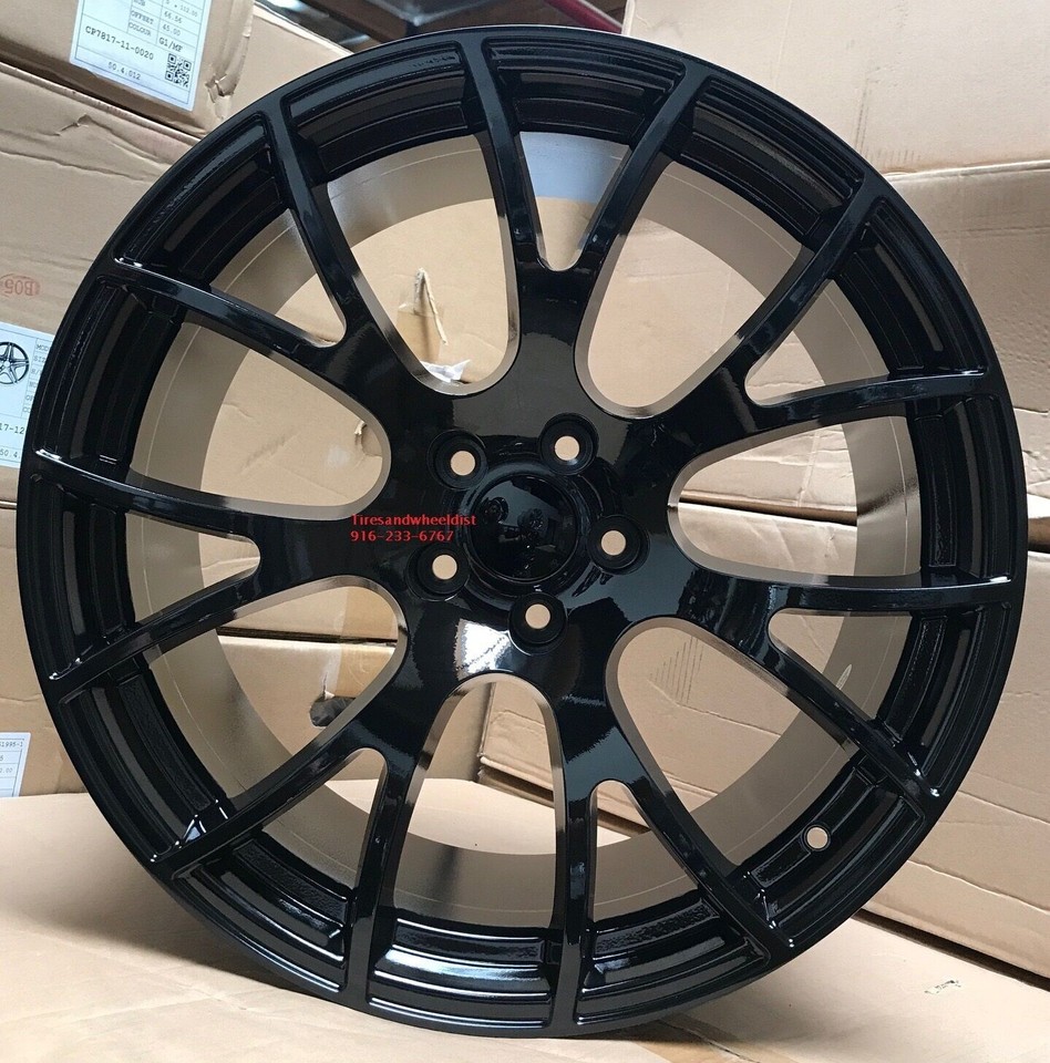 22'' inch Wheels Gloss Black Hellcat Charger Magnum Challenger New 22X9 ...