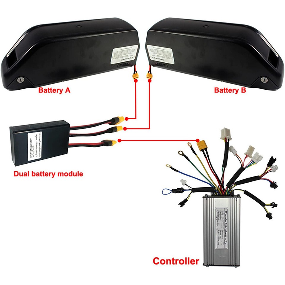 Ebike Dual Battery Connection Adapter Parallel Module Increase Battery ...