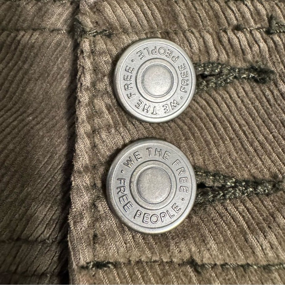 FREE PEOPLE Olive Corduroy Button-Front Mini Skirt Sz 30 Long | eBay