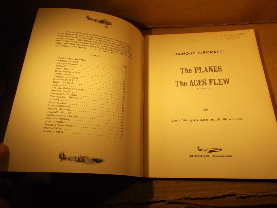 The Planes The Aces Flew Vol I by Len Morgan & R.P. Shannon 1964 Morgan ...