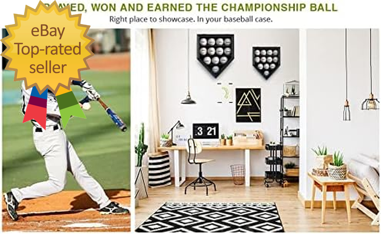 Baseball Display Case Frame Shadow Box Wall Cabinet Holder to Hold 30 ...