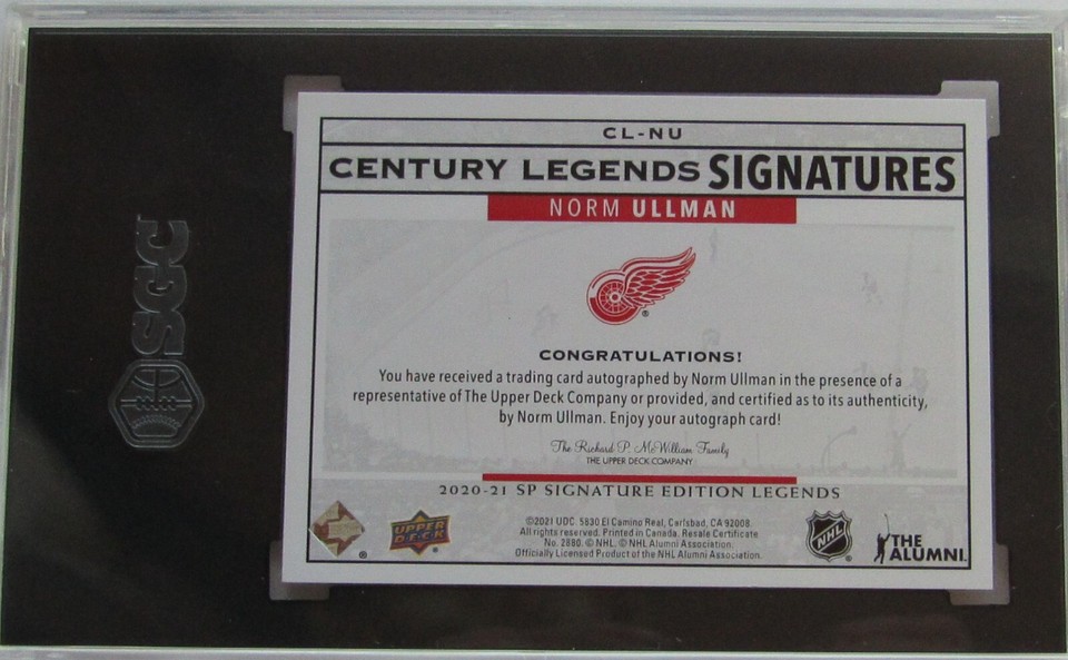 2020-21 SP Signature Legends #CLNU Norm Ullman-Century Legends ...