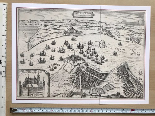 Antique vintage historical map 1600s: Helsingor, Denmark 13 X 10 ...