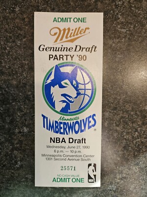 Minnesota Timberwolves Ticket Stub - Draft Party - NBA Draft June 1990 ...