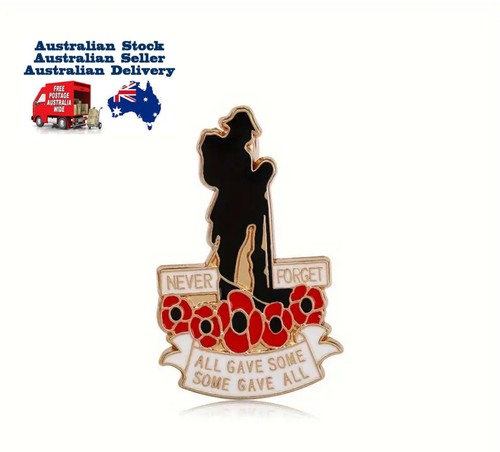 Anzac Day Lest We Forget Poppy Flower Badge Remembrance Lapel Pin ...