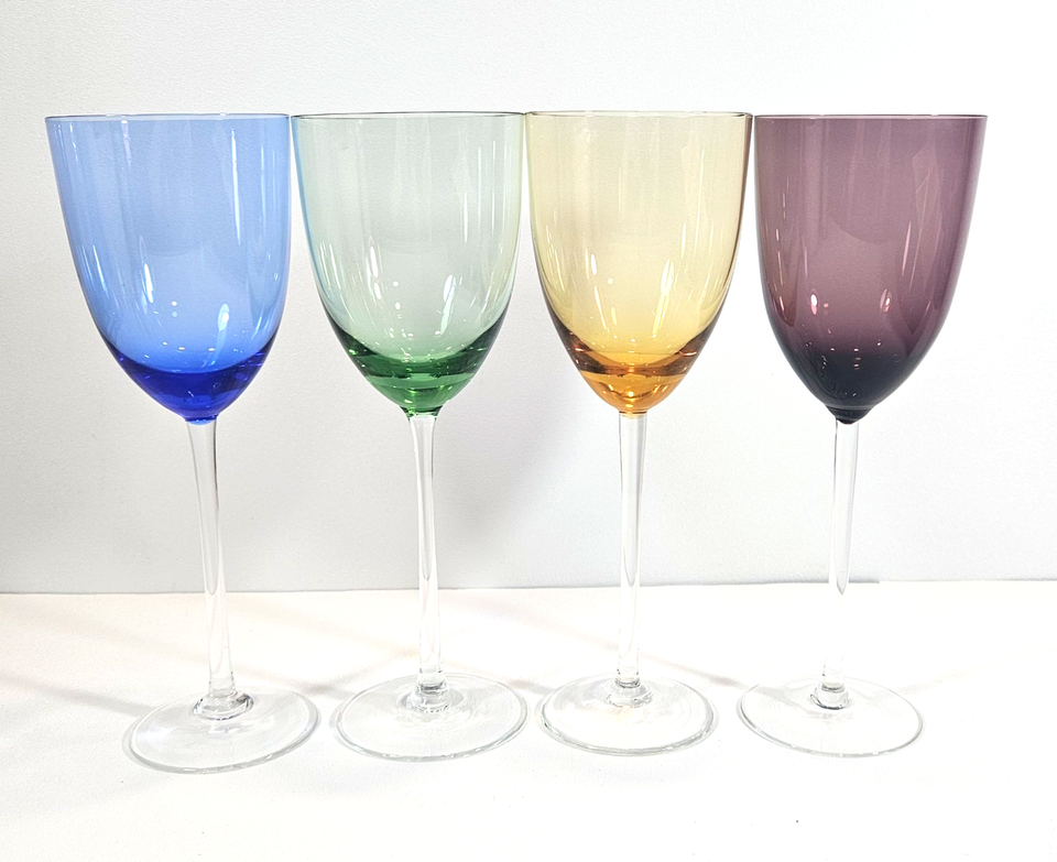Lenox Set Of 4 10 oz Crystal Assorted Color Gems Stemmed Wine Glasses ...