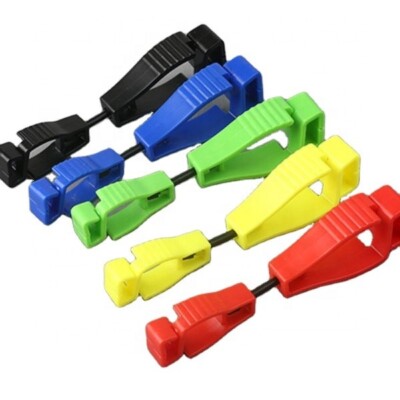 3 x Random Coloured Glove Clip -Garden Grabber Interlock Clamp Safety ...