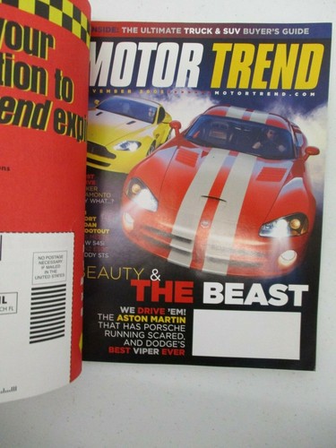 MOTOR TREND MAGAZINE NOVEMBER 2005 BMW 545I BENZ E500 CADILLAC STS V8 ...