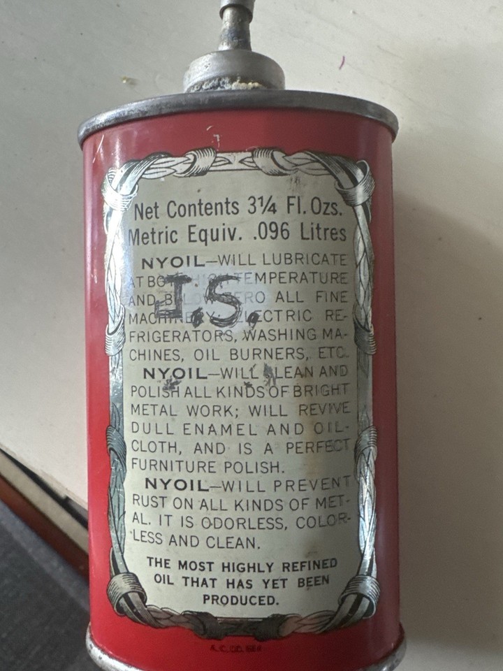 1920's - 40s NYE Nyoil OIL Can EARLY METAL SPOUT TOP SPERM WHALE OIL ERA | eBay