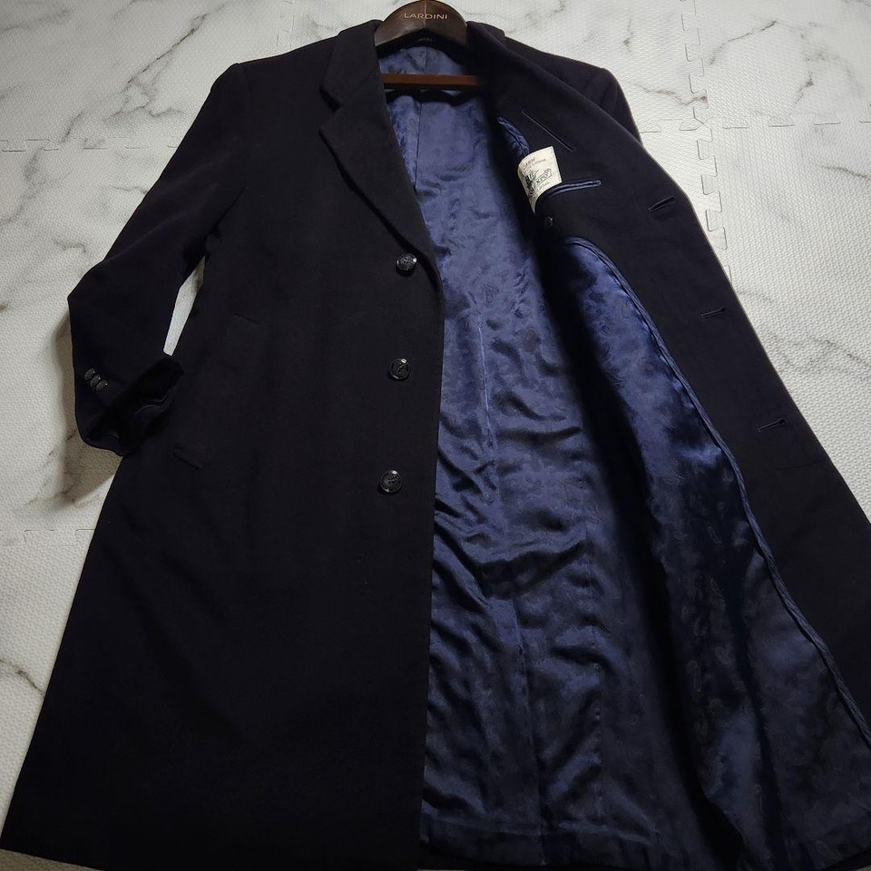 British Wool Cashmere Vicuna Chester Coat 2XL Paisley Pattern Men's ...