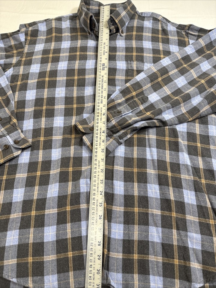 ORVIS LIGHT Flannel Shirt Multicolor Plaid Button Up L/S GRAY/BLUE MENS ...