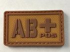 A B O AB POS NEG + - BLOOD TYPE Tactical Tan Rubber PVC Hook/Loop Patch ...