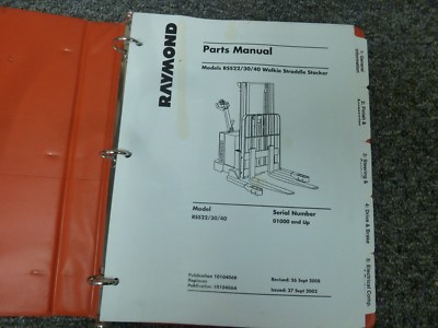 Raymond RSS22 RSS30 RSS40 Walkie Stacker Forklift Parts Catalog Manual ...