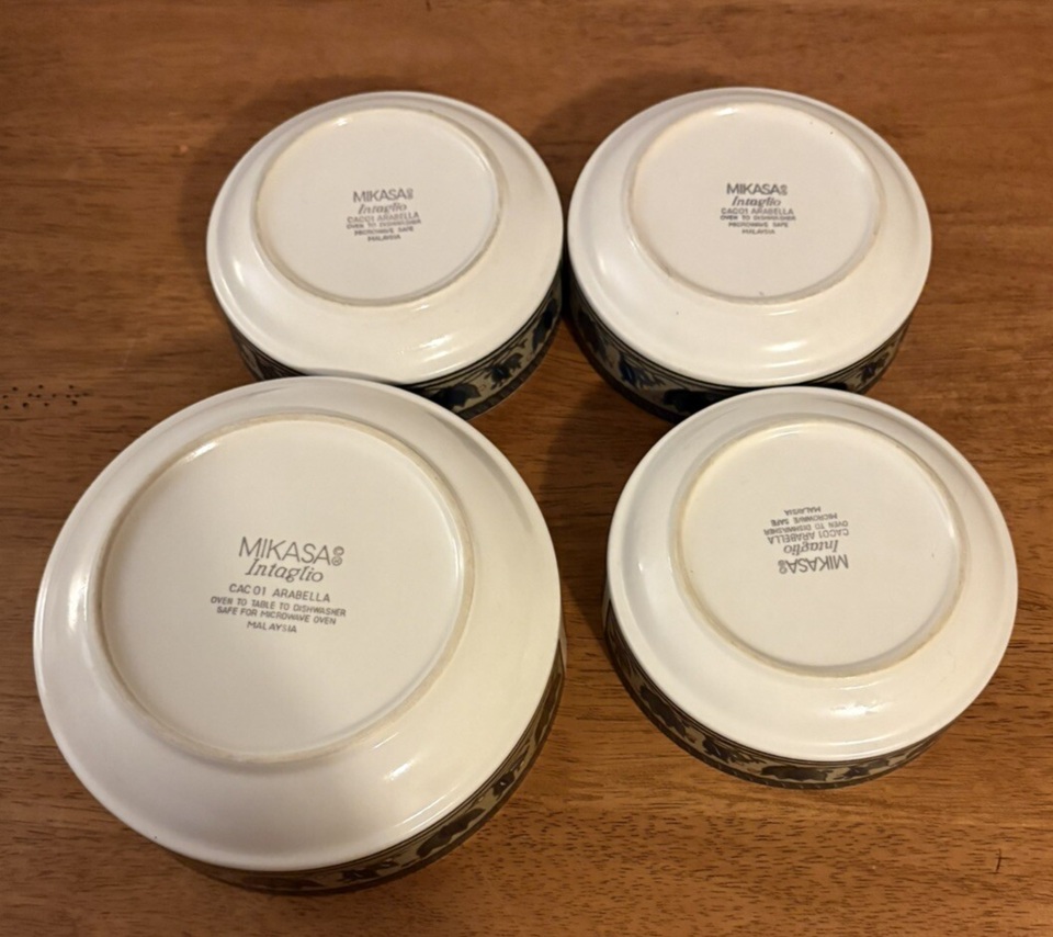 Mikasa Arabella Bowls---Fruit Bowls (3)5in and (1) Cereal bowls 6.5in ...