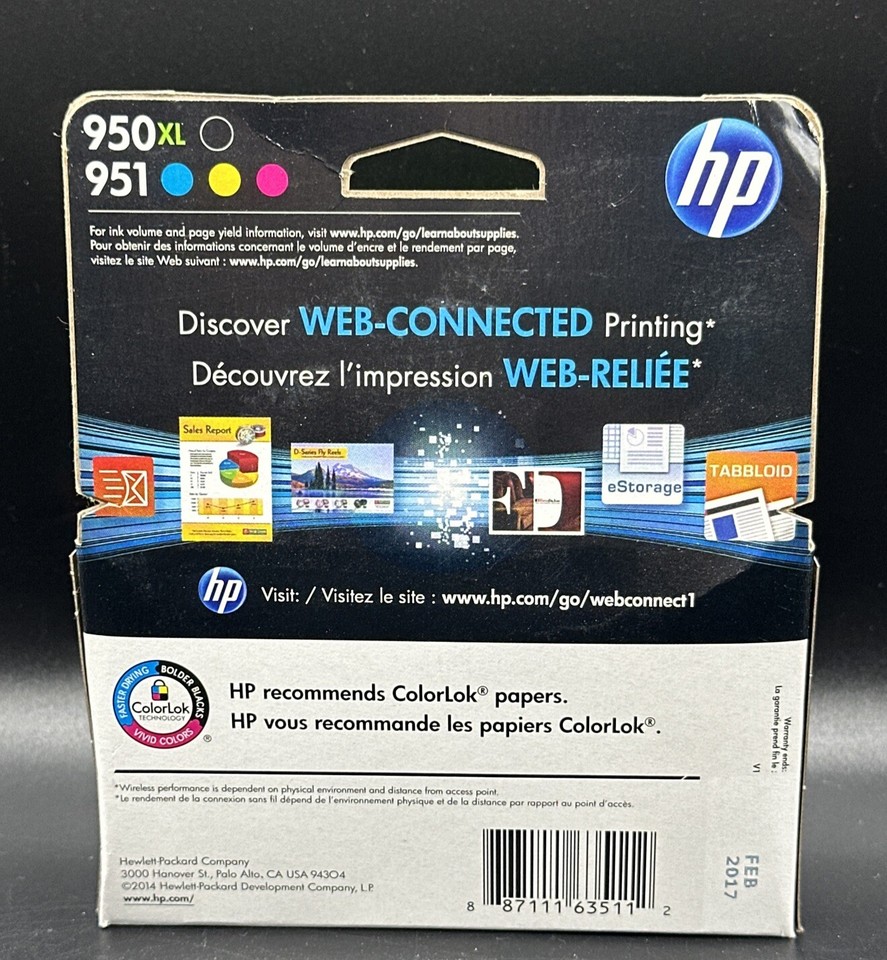New Genuine HP 950XL/951 Combo 4-Pack Black & Tri-Color Ink (Exp 02/ ...