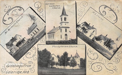 Postcard NE Coleridge Churches Multi-view Cedar County Nebraska 1910 | eBay