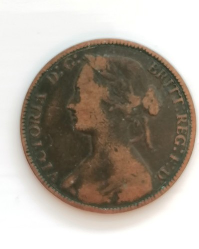 1860 British one penny featuring a young Queen Victoria good detail ...