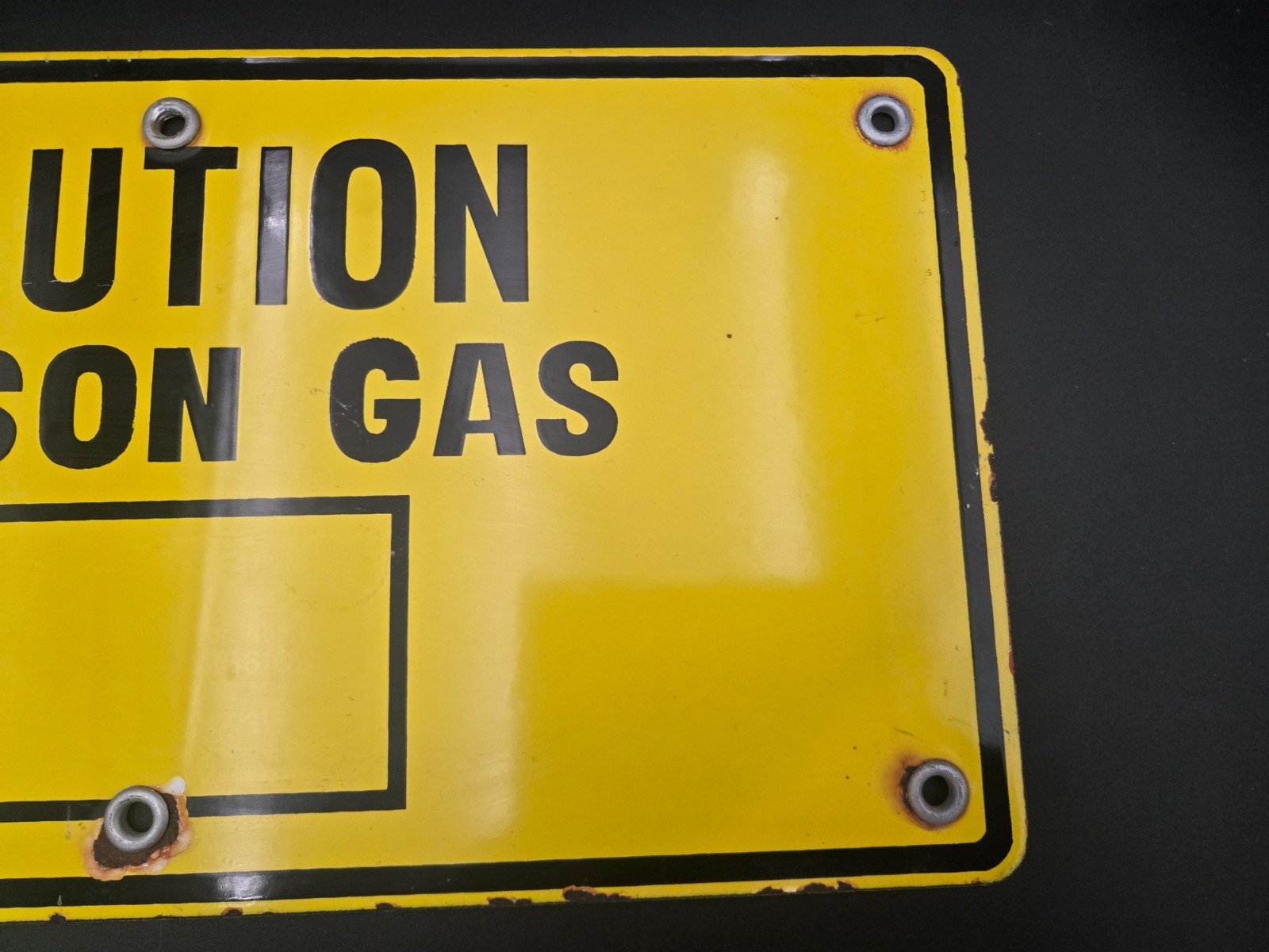 Vintage Porcelain CAUTION POISON GAS Industrial Safety Sign H2S Oil Gas ...