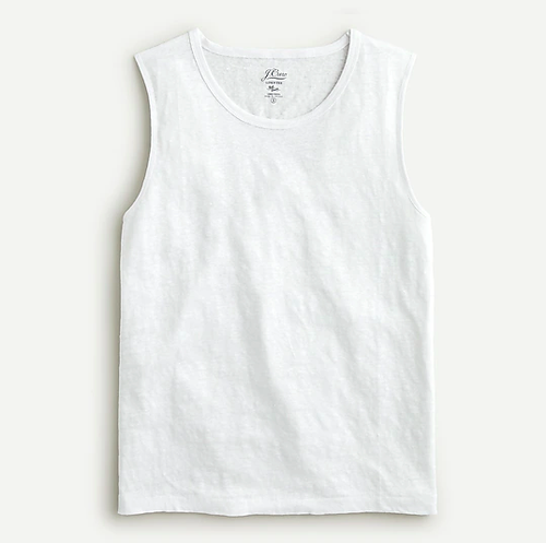 J.CREW WOMEN'S WHITE LINEN CREWNECK SLEEVELESS MUSCLE TANK TOP Sz S | eBay