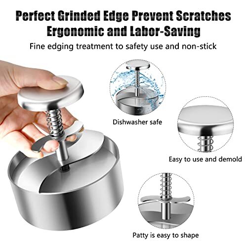 Burger Press Adjustable Hamburger Patty Maker 304 Stainless Steel Non ...
