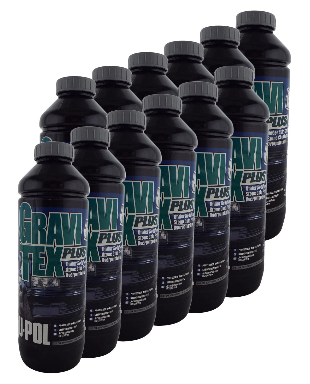 U-Pol GRAVITEX Stone Chip Overpaintable Protection Grey 1 Litre x 12 ...
