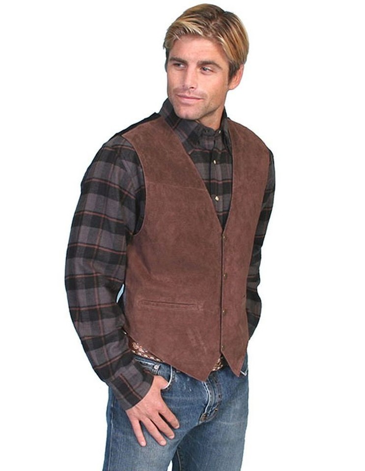Scully Western Vest Mens Boar Suede Snap Tailored M Espresso F0_504 | eBay